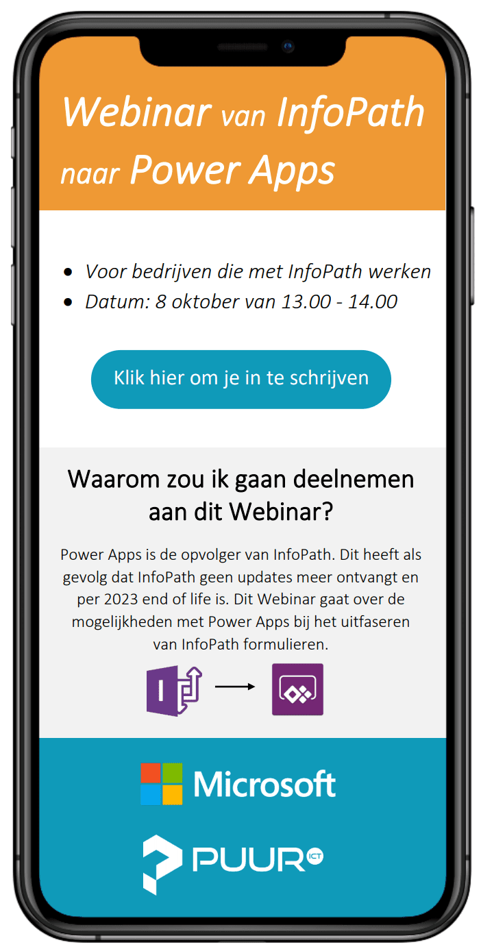 Schrijf je in voor het Webinar: Van InfoPath naar Power Apps!